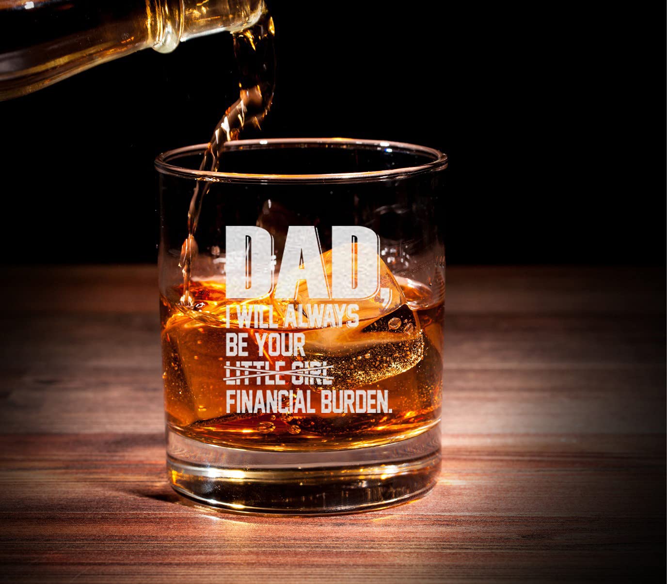 NeeNoNex Dad I'll Always Be Your Little Girl Financial Burden Whiskey Glass - Funny Birthday Fathers Day Gift for Dad