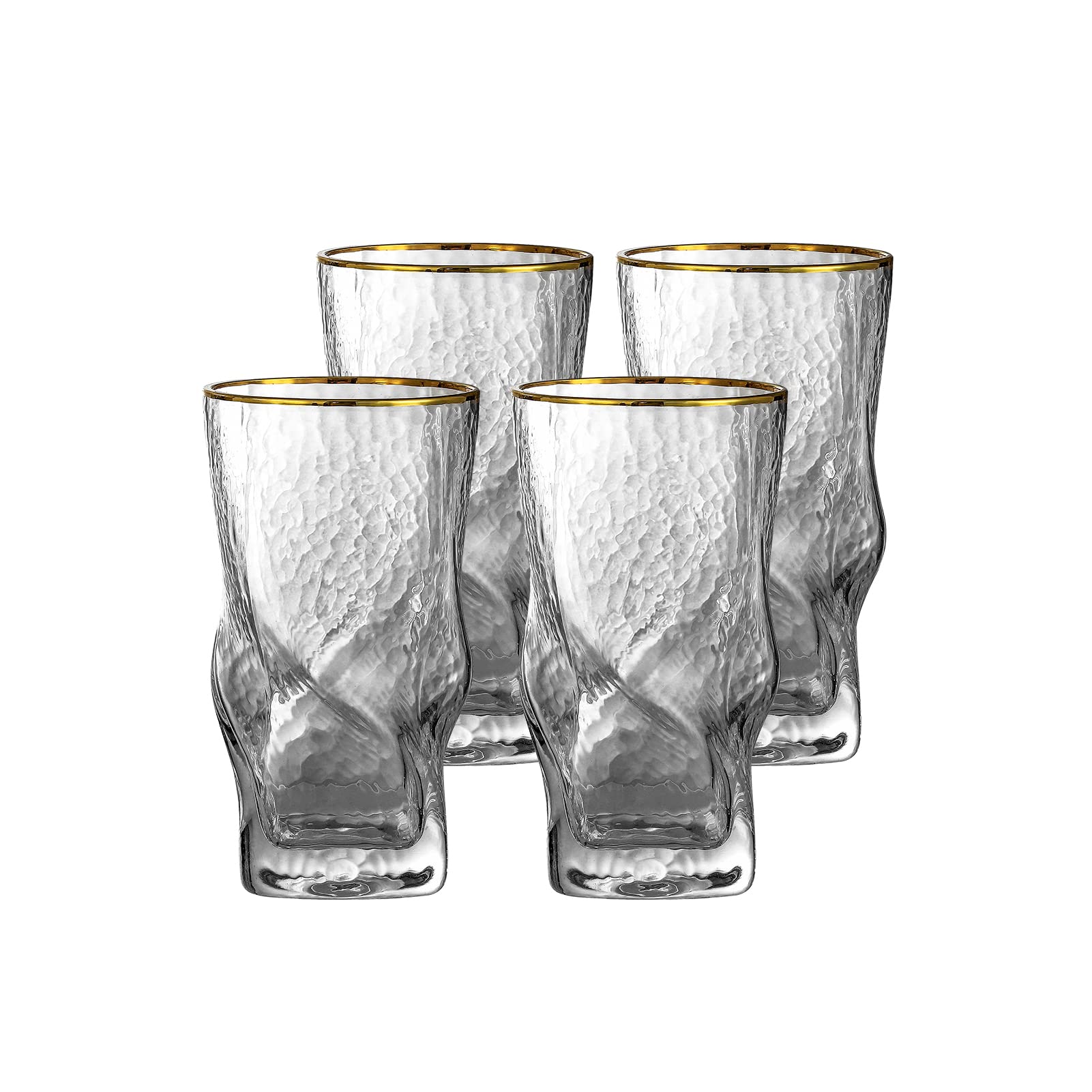 EVEREST GLOBAL Whisky Glasses Set of 4, 14 oz Unique Creative Twist Scotch Glasses, Old Fashioned Whiskey Glasses for Bourbon, Scotch, Tequila, Cognac, Rum