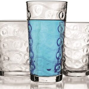 Circleware Cosmo Huge 12-Piece Glassware Set of Highball Tumbler Drinking Glasses and Whiskey Cups for Water, Beer, Juice, Ice Tea Beverages, 6-15.75 oz & 6-12.5 oz, Parade