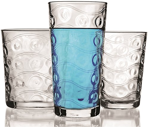 Circleware Cosmo Huge 12-Piece Glassware Set of Highball Tumbler Drinking Glasses and Whiskey Cups for Water, Beer, Juice, Ice Tea Beverages, 6-15.75 oz & 6-12.5 oz, Parade