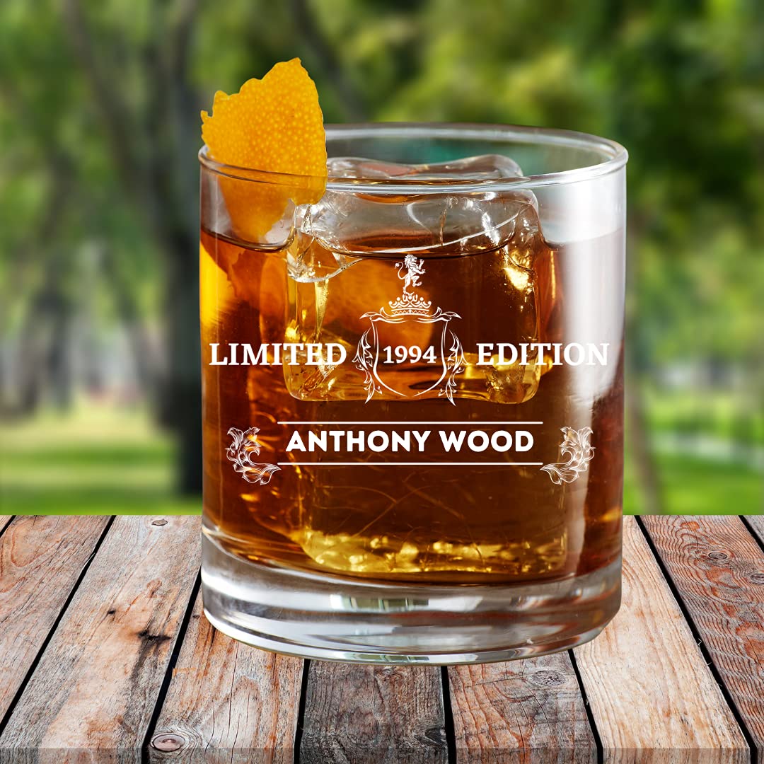 Personalized 9 oz. Round Whiskey Glass