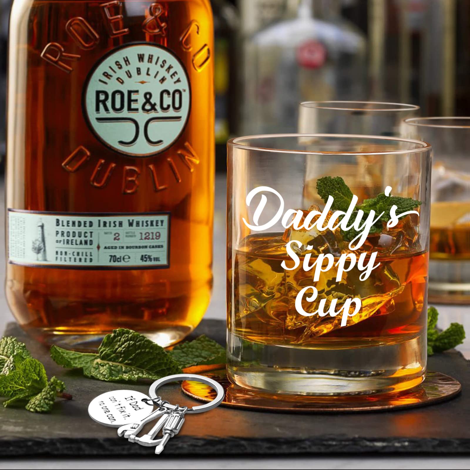 Dad Gifts from Daughter, Son, Kids, Wife - Unique Birthday Father's Day Gift for Dad, Father, Papa, Stepdad, Hushand, Cool Present Ideas for Family Dad, Daddy's Sippy Cup Whiskey Glasses Gift Set