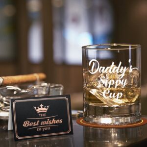 Dad Gifts from Daughter, Son, Kids, Wife - Unique Birthday Father's Day Gift for Dad, Father, Papa, Stepdad, Hushand, Cool Present Ideas for Family Dad, Daddy's Sippy Cup Whiskey Glasses Gift Set