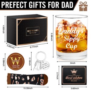 Dad Gifts from Daughter, Son, Kids, Wife - Unique Birthday Father's Day Gift for Dad, Father, Papa, Stepdad, Hushand, Cool Present Ideas for Family Dad, Daddy's Sippy Cup Whiskey Glasses Gift Set