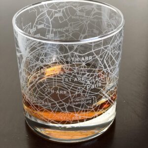 Rocks Whiskey Old Fashioned 11oz Glass Urban City Map Paris France