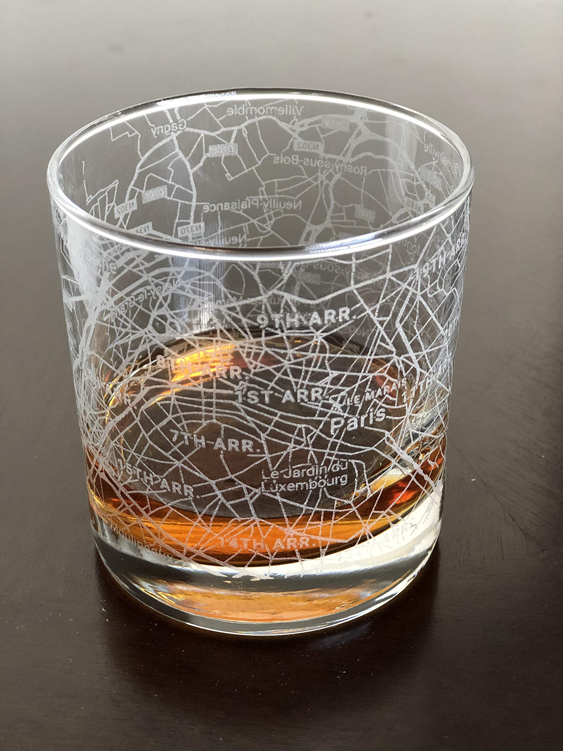 Rocks Whiskey Old Fashioned 11oz Glass Urban City Map Paris France