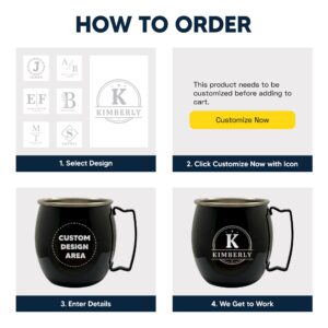 Personalized Custom Smooth Finish Black Moscow Mule Mugs Laser Engraved with Your Logo, Phrase or Design for Business or Event Bar Style Cup, 16 oz | Set of 4