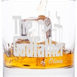 The Godfather Etched Whiskey Glass - w/Your Personalized Text - Officially Licensed, Premium Quality, Handcrafted Glassware, 11 oz. Rocks Glass - A Perfect Collectible Gift for Your Loved Ones