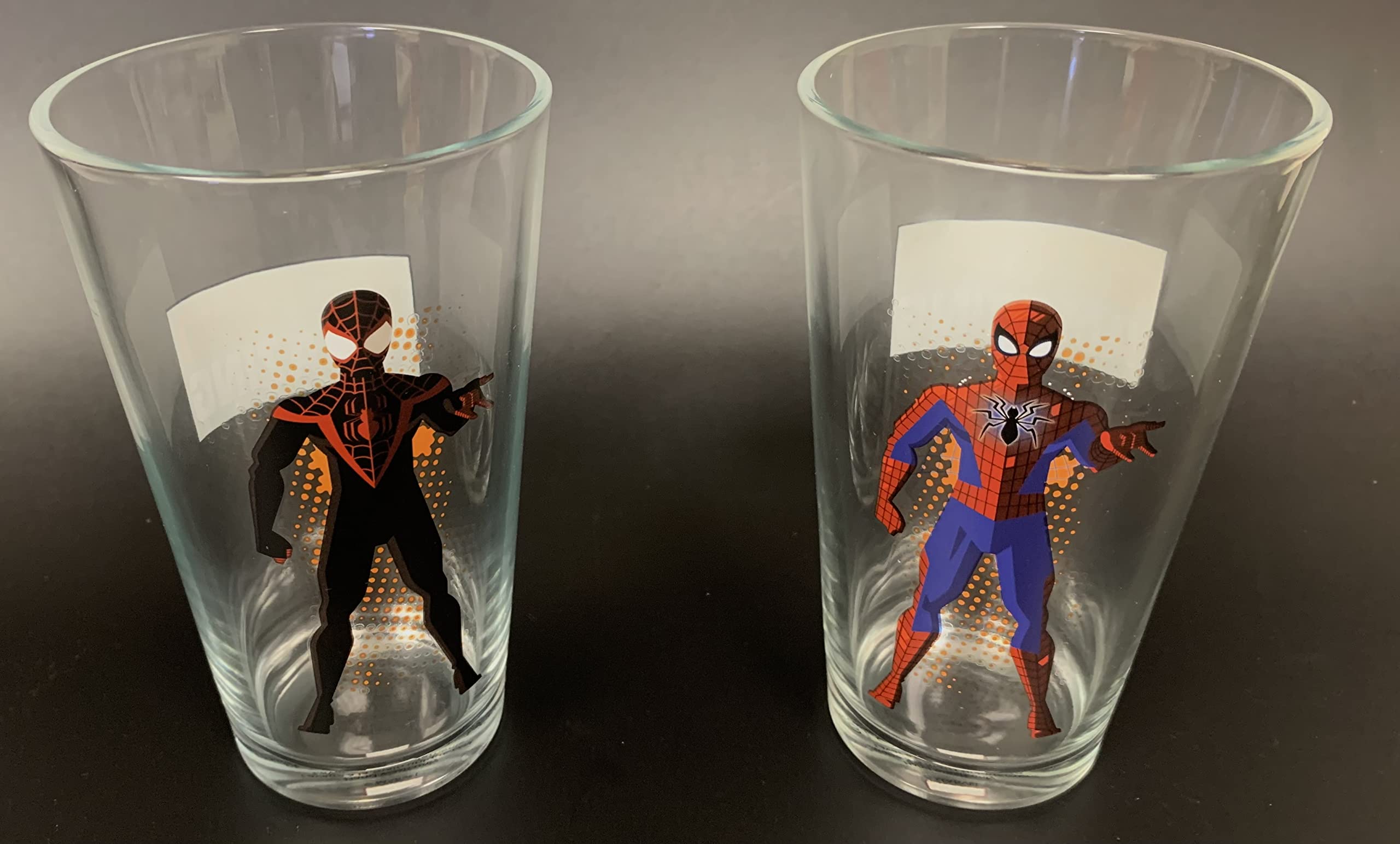 Bioworld Beyond Amazing 60th Anniversary Spider-Man 16oz Pint Glass Set, Pack of 2 Drinking Glasses