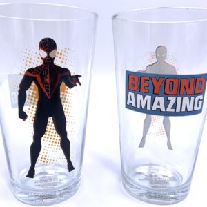 Bioworld Beyond Amazing 60th Anniversary Spider-Man 16oz Pint Glass Set, Pack of 2 Drinking Glasses