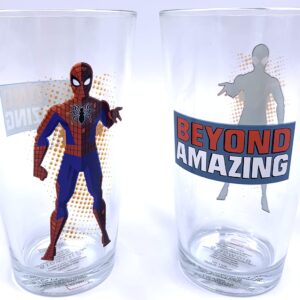 Bioworld Beyond Amazing 60th Anniversary Spider-Man 16oz Pint Glass Set, Pack of 2 Drinking Glasses