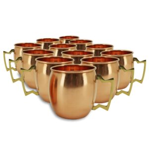 set of 12 modern home authentic 100% solid copper moscow mule mug - handmade in india