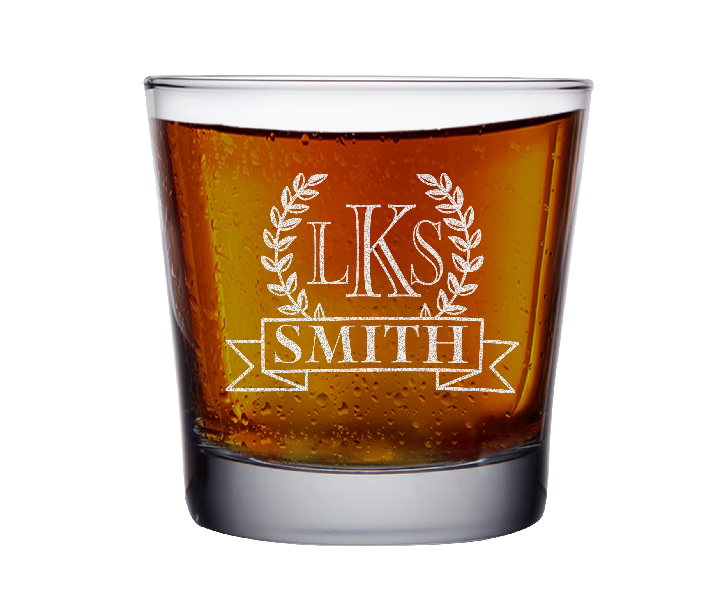 TEEAMORE Personalized Old Fashioned Cocktail Glass Add Your Initial Birthday Housewarming Gift Etched Rocks Whiskey Glass 9oz