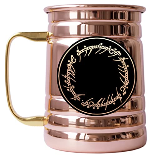 One Ring Moscow Mule Mug Metal Tankard, Hobbit Mug Lord Rings Copper Stein Beer Mug, Gift For Him Beer Stein 21oz Pure Copper Plating Cup, Premium Quality Cocktail Mug, Drinking Mug