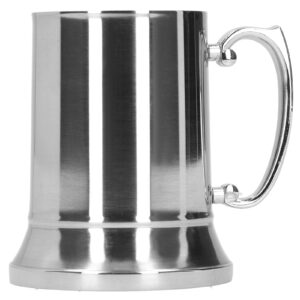 Milltrip Stainless Steel Mug Silver Double‑Layer Beer Mug with Handle for Bar Hotel Supplies Cocktail Glass Goblet Cups(560ml)