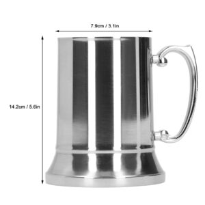 Milltrip Stainless Steel Mug Silver Double‑Layer Beer Mug with Handle for Bar Hotel Supplies Cocktail Glass Goblet Cups(560ml)