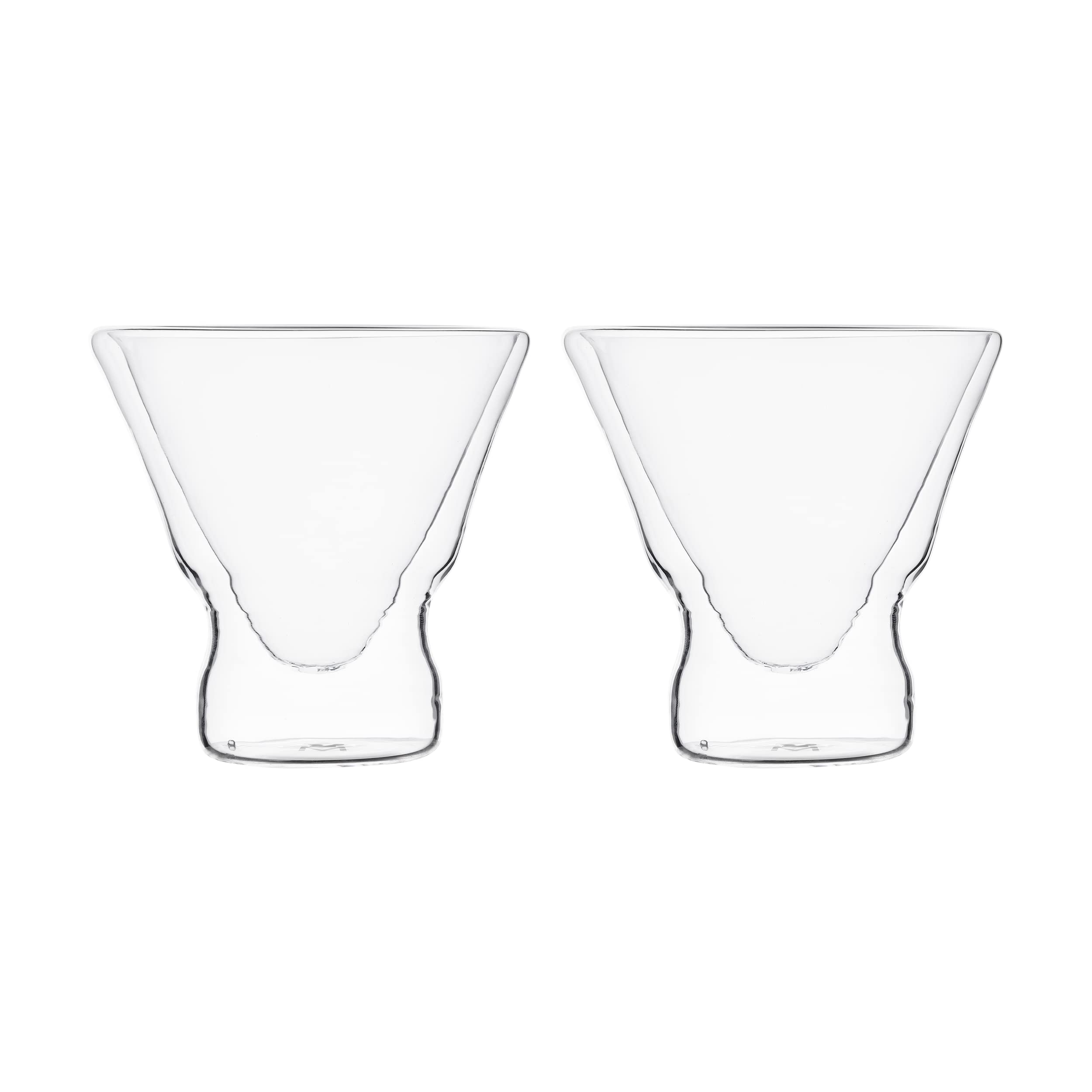 MasterPRO - Mixology Glassware - Double Walled Insulated Glassware - Durable Borosilicate Glass Sets for Home and Kitchen - Set of 2 Martini Glasses - 7.7 ounces