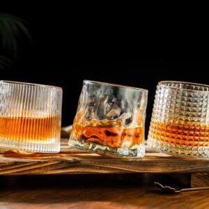 4 Pack Crystal Whiskey Glasses, Old Fashioned Lowball Bar Tumblers for Drinking Bourbon, Scotch Whisky, Cocktails, Cognac