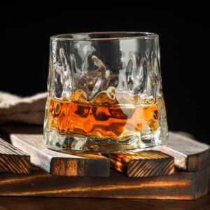 4 Pack Crystal Whiskey Glasses, Old Fashioned Lowball Bar Tumblers for Drinking Bourbon, Scotch Whisky, Cocktails, Cognac