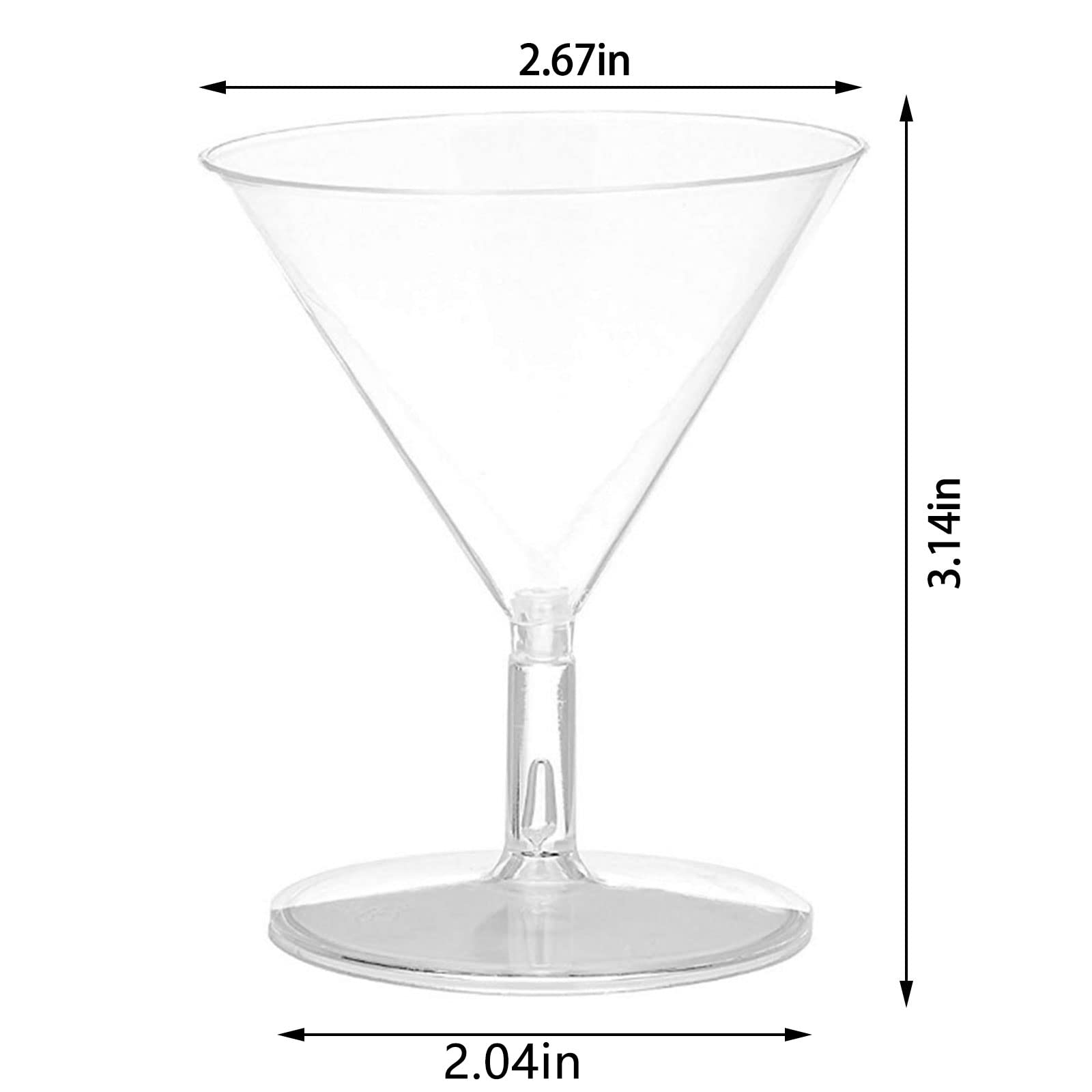 Jlong Set of 12 Unbreakable Martini Glasses, 60ml Plastic Cocktail Glasses Clear Mini Dessert Cups Wine Glassware Disposable Drinkware for Home Bar Restaurant Holiday Wedding Birthday Party Supplies