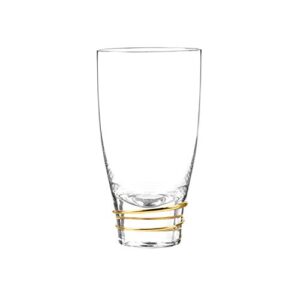 qualia glass helix highball, gold/clear, 4 piece