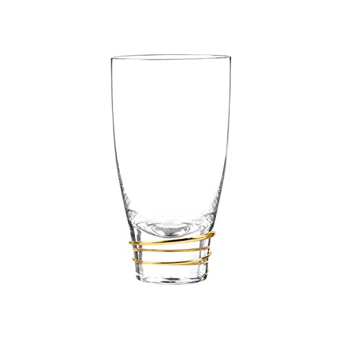 Qualia Glass Helix Highball, Gold/Clear, 4 Piece