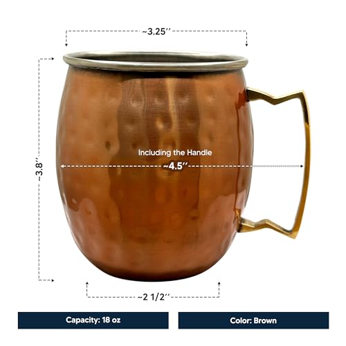 Personalized Custom Brown Mug Hammered Finish Moscow Mule with Brass Handle | Bold Earth Monogram Engraved Bar Style Cup, 18 oz | Single