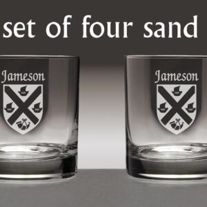 Jameson Irish Coat of Arms Tumbler Glasses - Set of 4 (Sand Etched)