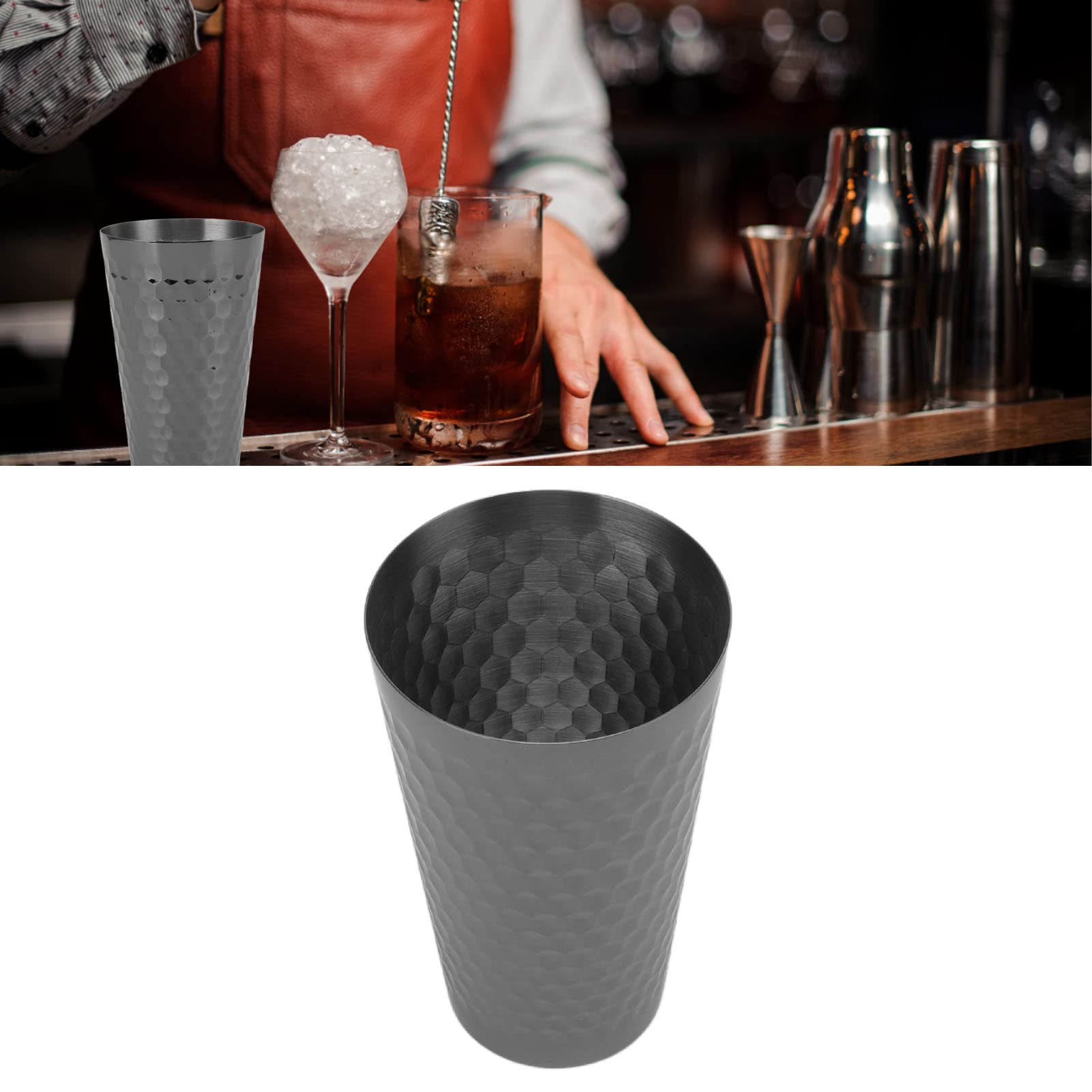 Stainless Steel Cups, Drinking Cup Moscow Mule Mugs Unbreakable Reusable Cups Metal Shatterproof Pint Drinking Cups for Bar Home (Black)