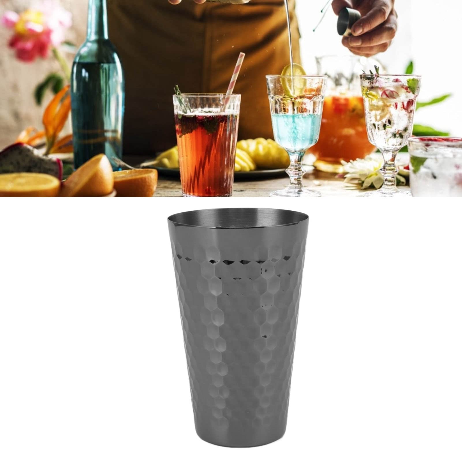 Stainless Steel Cups, Drinking Cup Moscow Mule Mugs Unbreakable Reusable Cups Metal Shatterproof Pint Drinking Cups for Bar Home (Black)