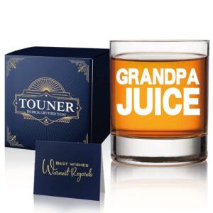 touner grandpa juice whiskey glasses with gift box, new grandpa whiskey glass gifts, pregnancy announcement for grandpa, retirement gifts for grandpa, fathers day birthday gifts for grandpa