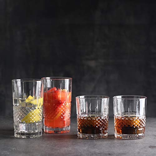 WHOLE HOUSEWARES Double Old-Fashioned Drinking Glasses - Whisky Glasses - Tumblers Set of 6 (9OZ)