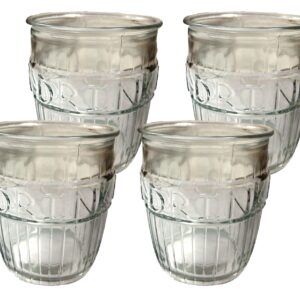 Set of 4 Circleware Clear Glass 14 oz Embossed Drink Glasses (Set of 4)