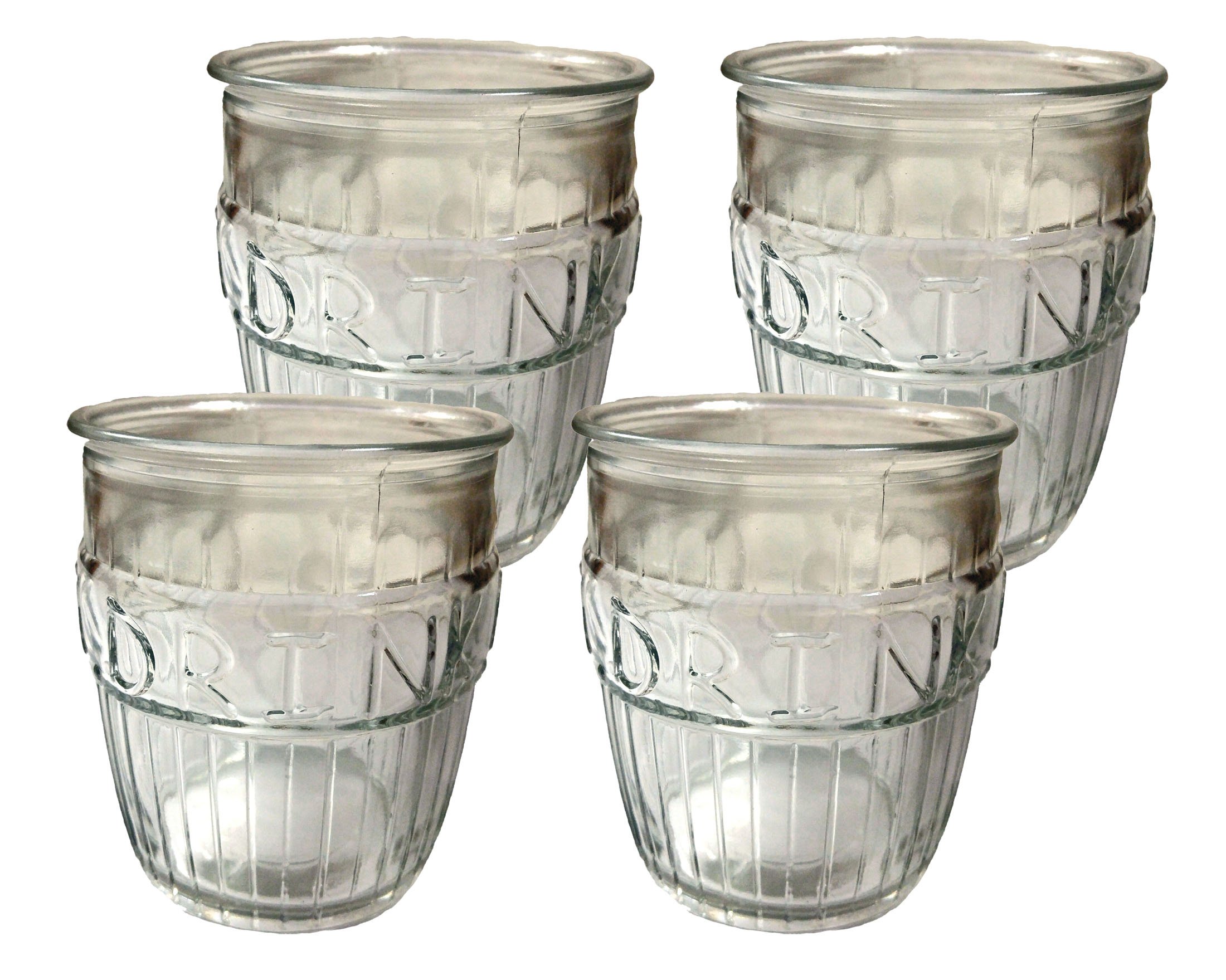 Set of 4 Circleware Clear Glass 14 oz Embossed Drink Glasses (Set of 4)