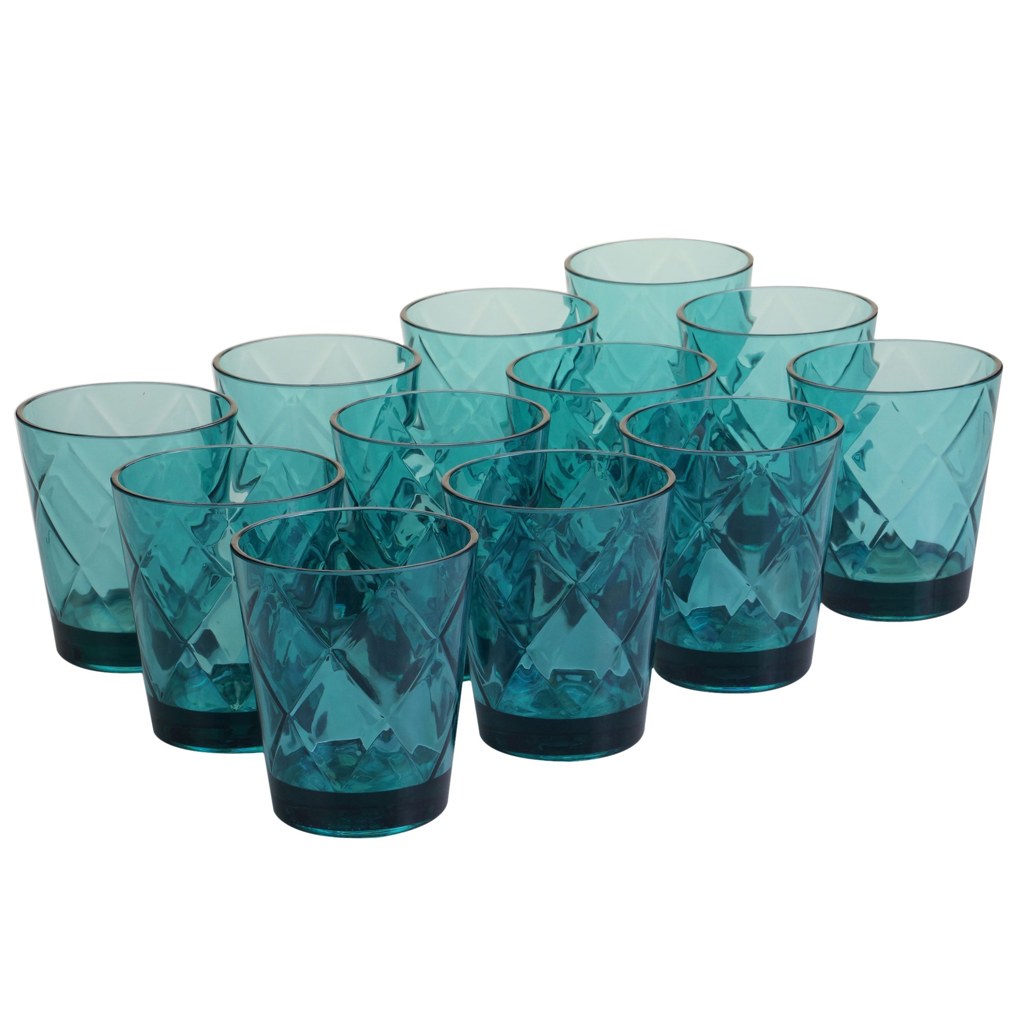 Certified International Teal 15 oz Acrylic Double Old Fashion Drinkware (Set of 12), Teal