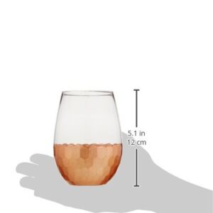 Fitz and Floyd Daphne Stemless Wine Glass Set of 4 – Elegant Lead-free Matching Drinkware For Everyday Or Entertaining – Stylish Modern Glasses - Gift For Wedding, Birthday, 20 oz, Copper -