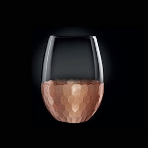 Fitz and Floyd Daphne Stemless Wine Glass Set of 4 – Elegant Lead-free Matching Drinkware For Everyday Or Entertaining – Stylish Modern Glasses - Gift For Wedding, Birthday, 20 oz, Copper -