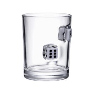 whiskey glasses rocks glass with lucky dice old fashioned glass hand blown drinking glass cups funny shot glass 8 oz west bar glass for scotch whiskey, bourbon glass,cocktails,gift for men（white)