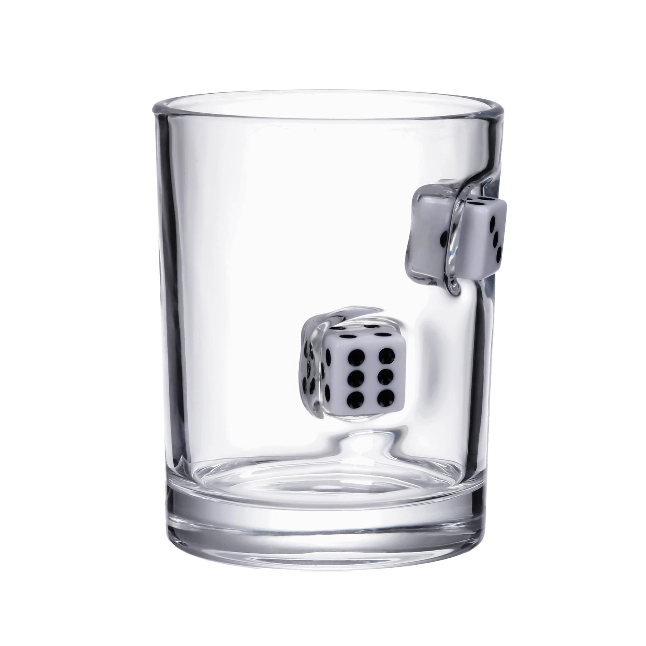 Whiskey Glasses Rocks Glass with Lucky Dice Old Fashioned Glass Hand Blown Drinking Glass Cups Funny Shot Glass 8 Oz West Bar Glass for Scotch Whiskey, Bourbon Glass,Cocktails,Gift for Men（White)