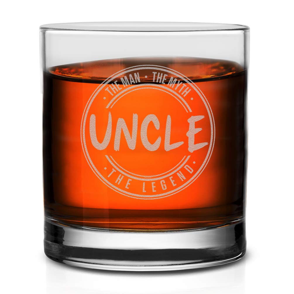 Veracco The Man The Myth Uncle The Legend Whiskey Glass Funny Birthday Gifts Fathers Day Birthday Gifts For New Dad Daddy Stepdad (Clear)