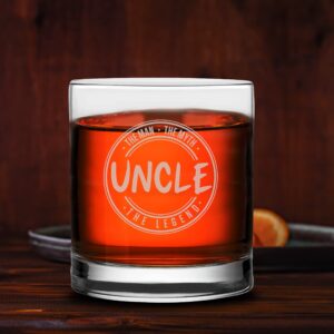 Veracco The Man The Myth Uncle The Legend Whiskey Glass Funny Birthday Gifts Fathers Day Birthday Gifts For New Dad Daddy Stepdad (Clear)