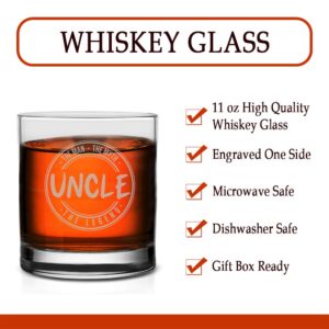 Veracco The Man The Myth Uncle The Legend Whiskey Glass Funny Birthday Gifts Fathers Day Birthday Gifts For New Dad Daddy Stepdad (Clear)