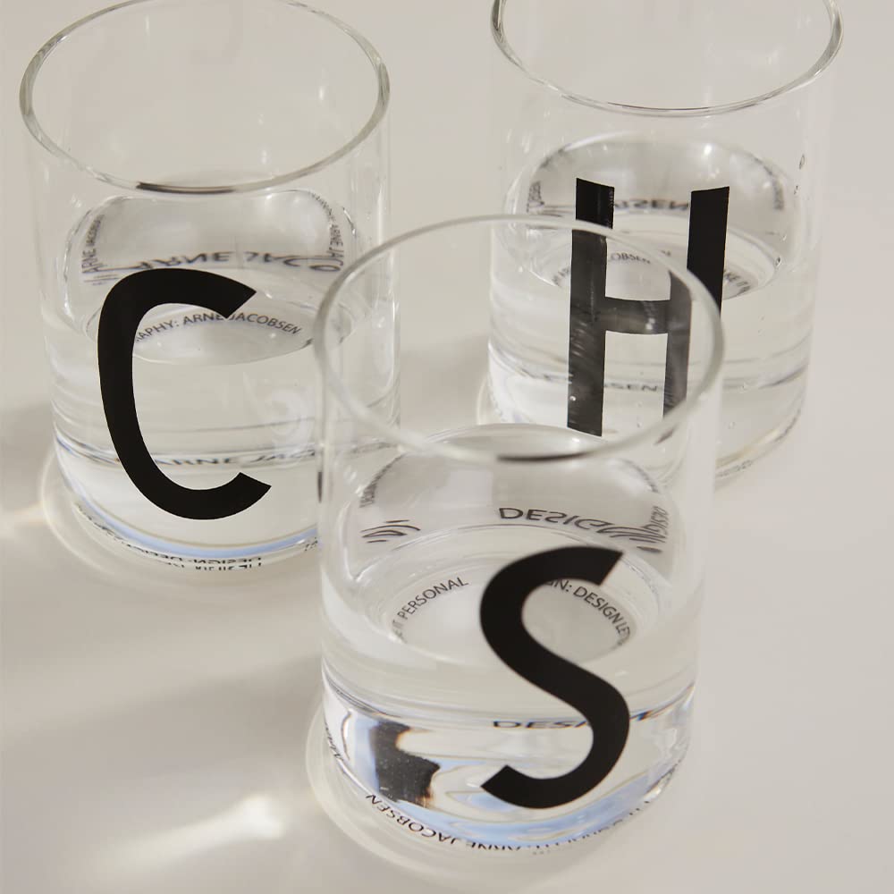 Design Letters Drinking Glasses 11 Oz | Monogrammed Gifts for Men | Tumbler Glass in Scandinavian Design | Engraved Whiskey Glasses | Initial Rock Glass Dishwasher & Microwave Safe |Gifts for Dad, Him