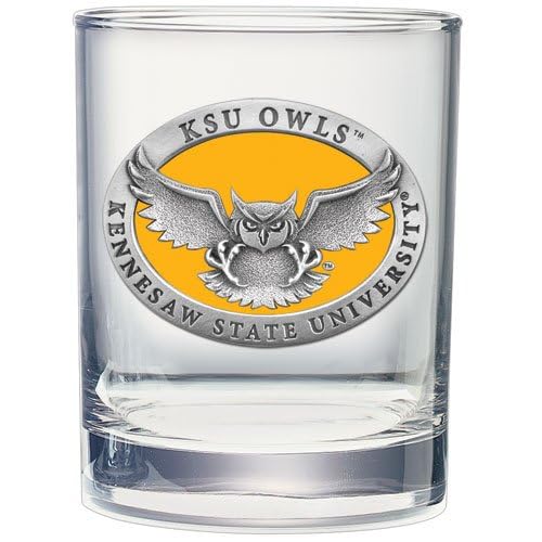 Heritage Pewter Kennesaw State Double Old Fashion | Double Rocks Glass 14 OZ for Liquor | Expertly Crafted Pewter Glass