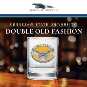 Heritage Pewter Kennesaw State Double Old Fashion | Double Rocks Glass 14 OZ for Liquor | Expertly Crafted Pewter Glass