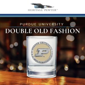 Heritage Pewter Purdue Double Old Fashion | Double Rocks Glass 14 OZ for Liquor | Expertly Crafted Pewter Glass