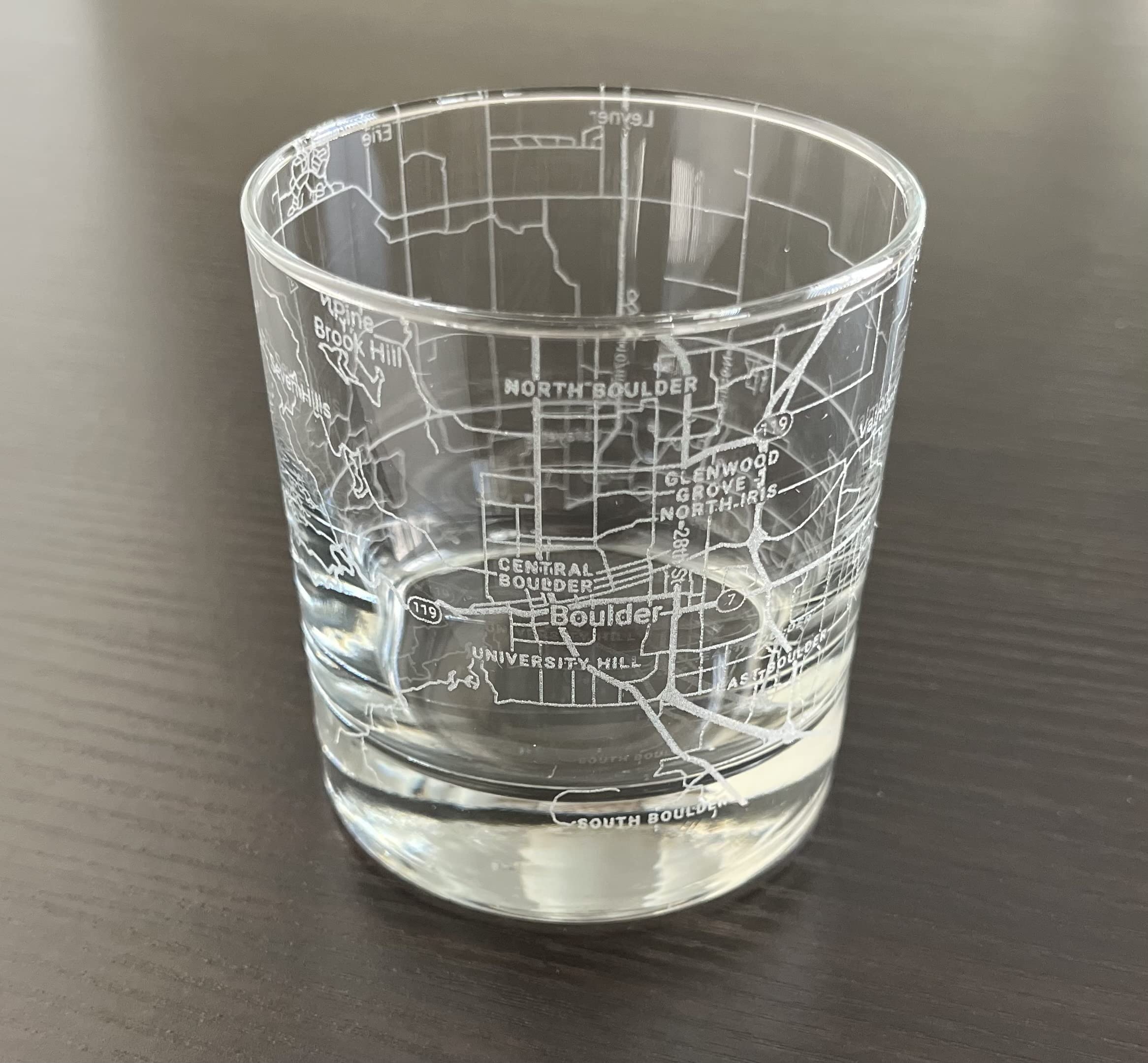 Rocks Whiskey Old Fashioned 11oz Glass Urban City Map Boulder Colorado