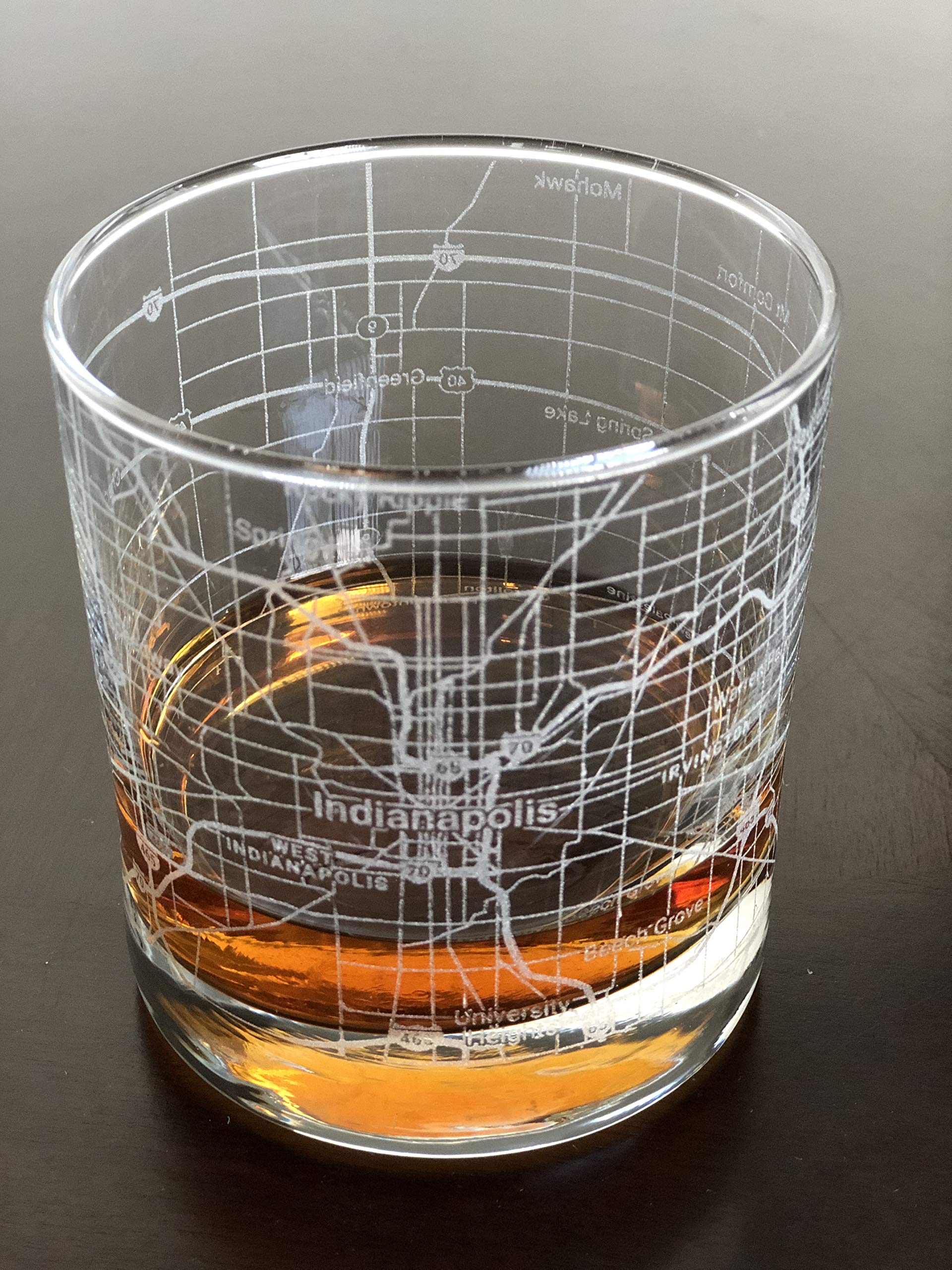 Rocks Whiskey Old Fashioned 11oz Glass Urban City Map Indianapolis Indiana