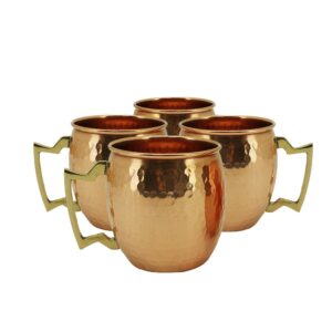 set of 4 modern home authentic 100% solid copper hammered moscow mule mug - handmade in india