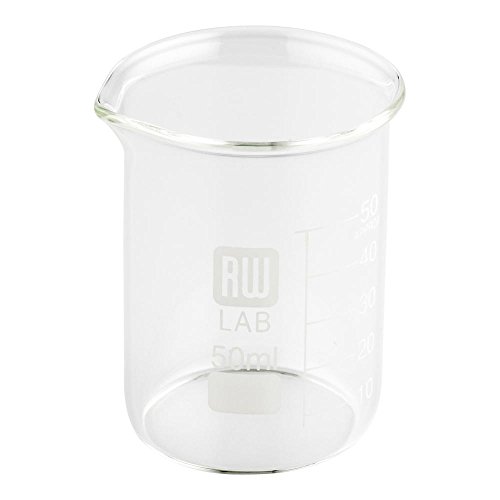 Restaurantware RW Lab 50 ML Glass Beakers 10 Dishwasher Safe Cocktail Mixing Glasses - Chemistry-Inspired Scratch Resistant Clear Glass Cocktail Beakers For Cocktails Appetizers Desserts